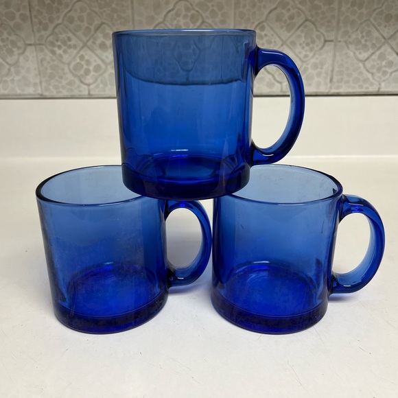Dining | Vintage Glass Cobalt Blue Mugs | Poshmark